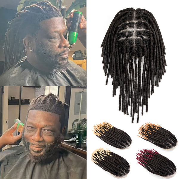 Afro Dreadlocks Toupee Afro locs Base Unit For Black Men 100% Human Ha