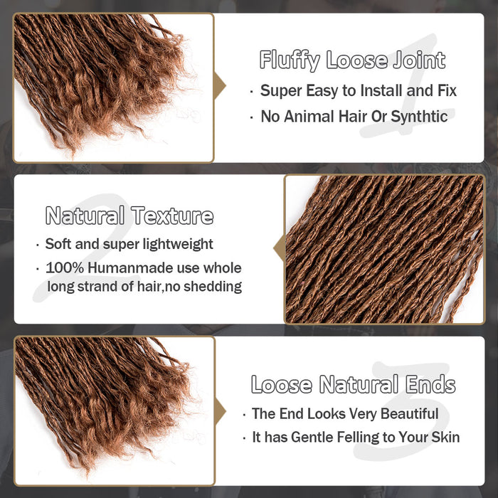 #30 Sister Locs Interlocked 100％ Real Human Hair Loc Extensions, Full