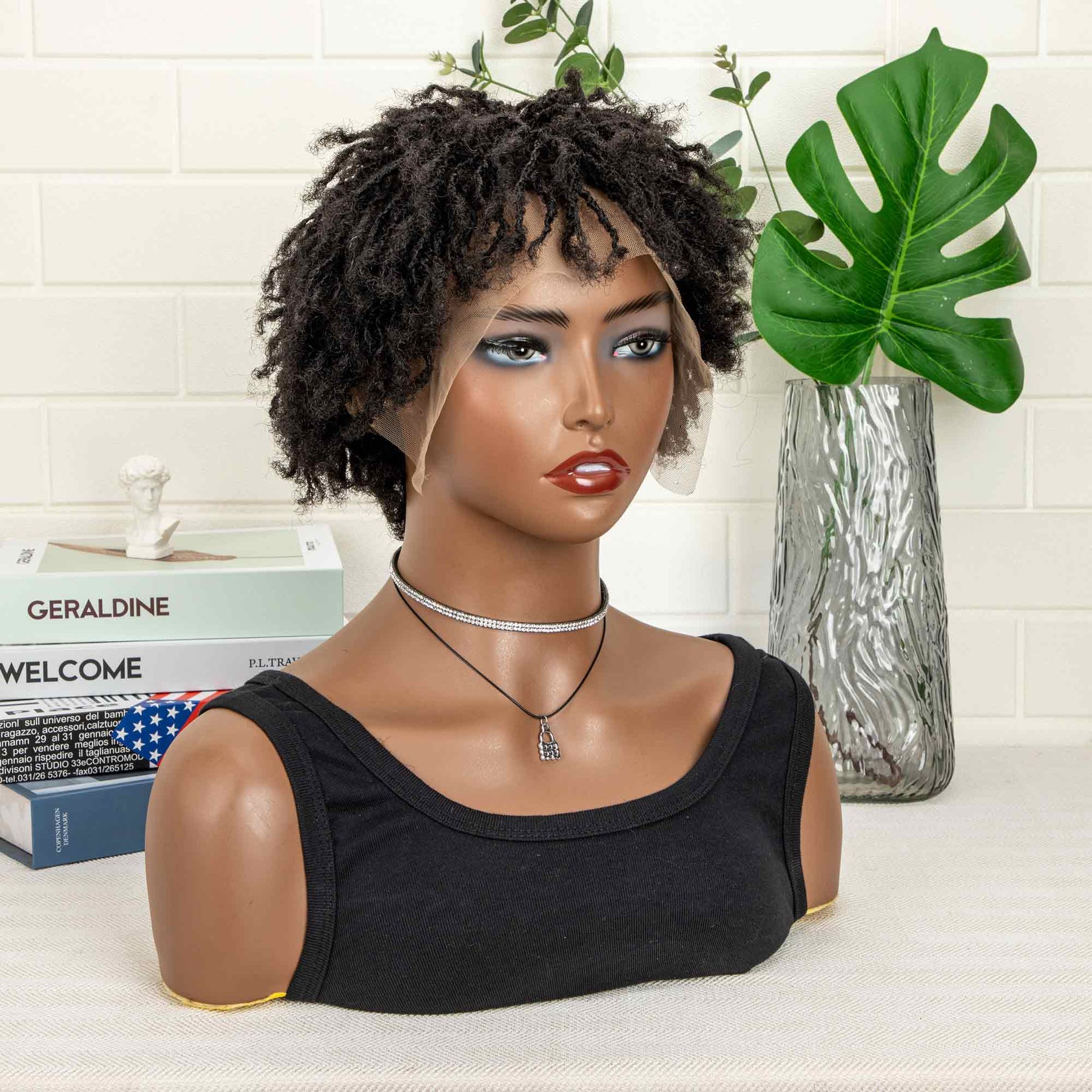 Interlocking Dreadlocks Wig 100% Human Hair For Black Women 3 Inches