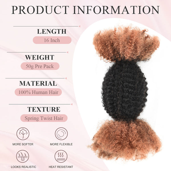 #T1B/30 Spring Twist Human Hair For Twist Braiding Hair 16 Inch Natura