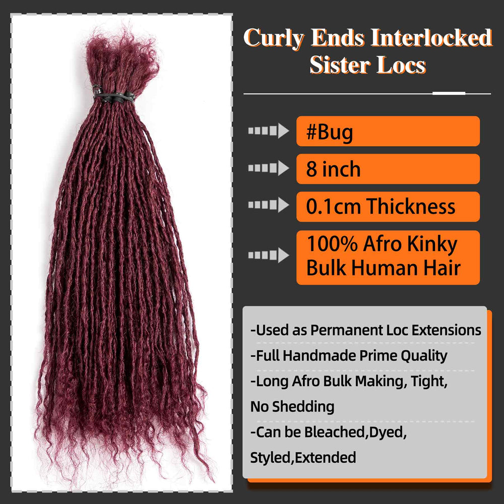 #Bug Sister Locs Interlocked 100％ Real Human Hair Loc Extensions, Full